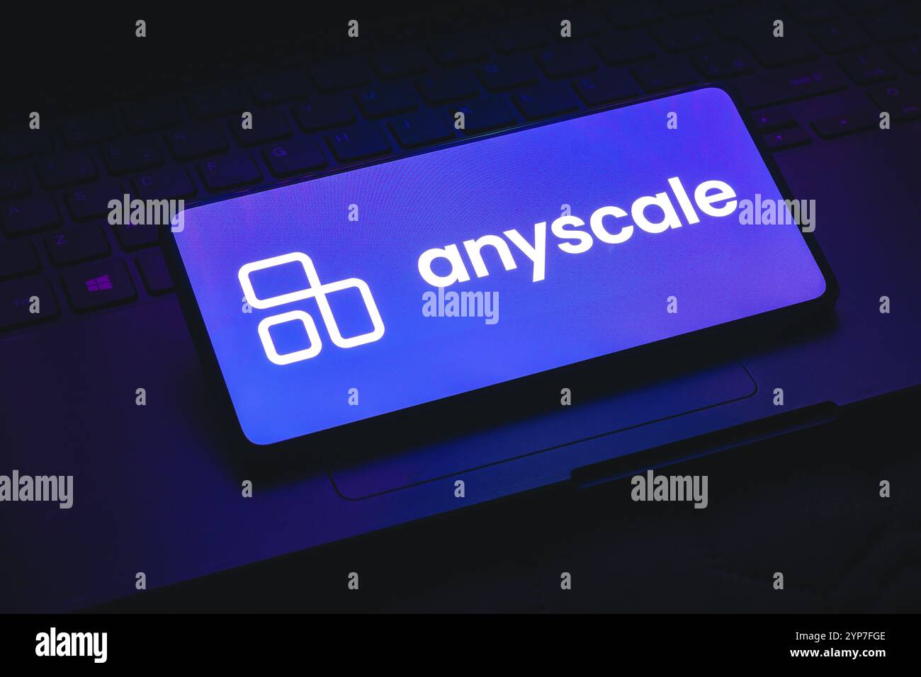 In this photo illustration, the Anyscale logo is displayed on a ...