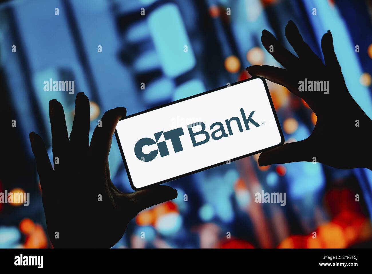 In this photo illustration, the CIT Bank logo is displayed on a ...