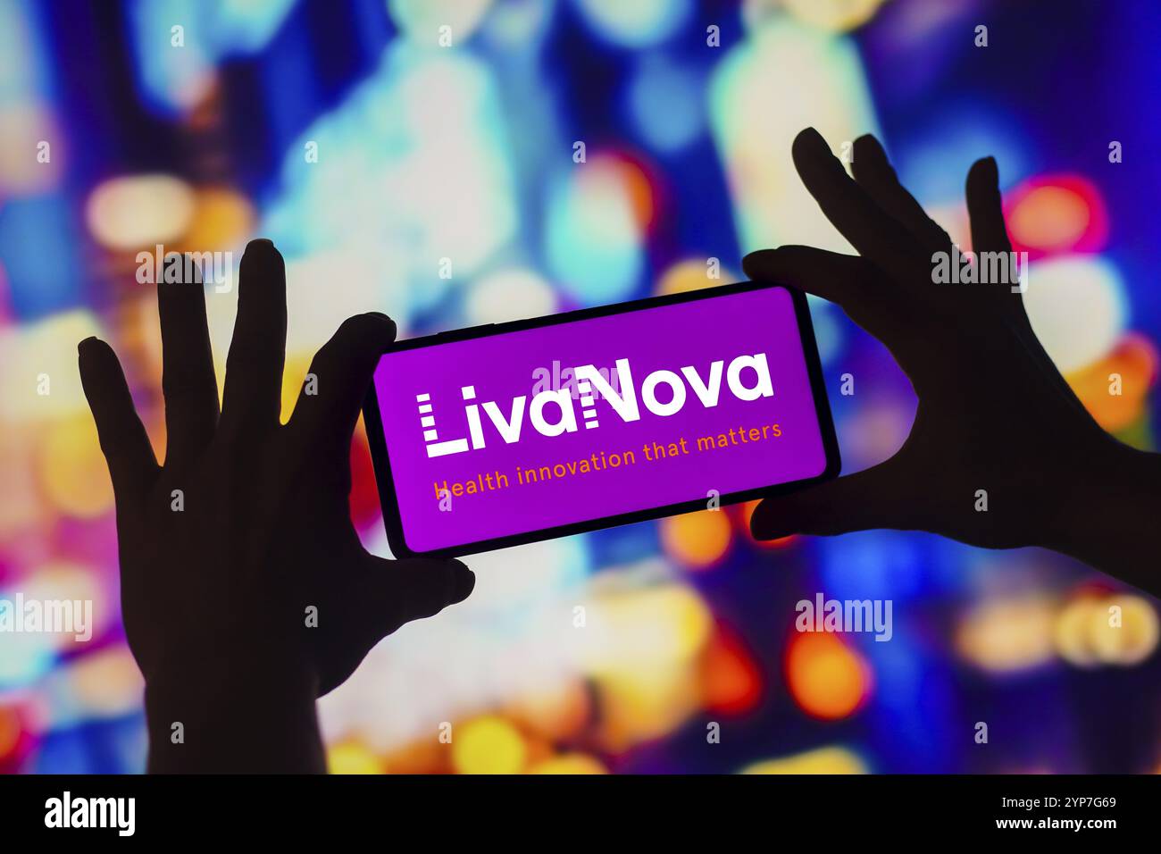 In this photo illustration, the LivaNova PLC logo is displayed on a ...