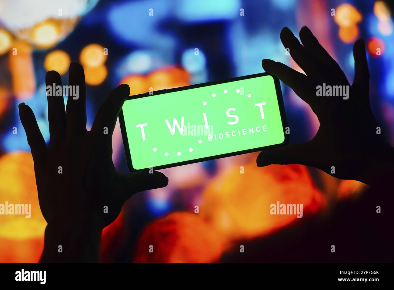 In this photo illustration, the Twist Bioscience logo is displayed on a ...
