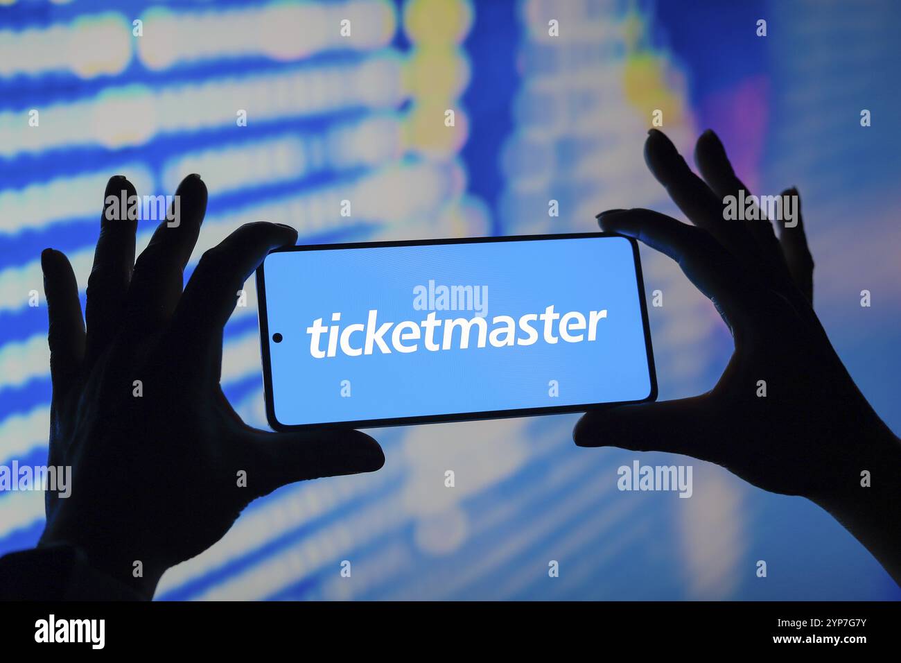 In this photo illustration, the Ticketmaster logo is displayed on a ...