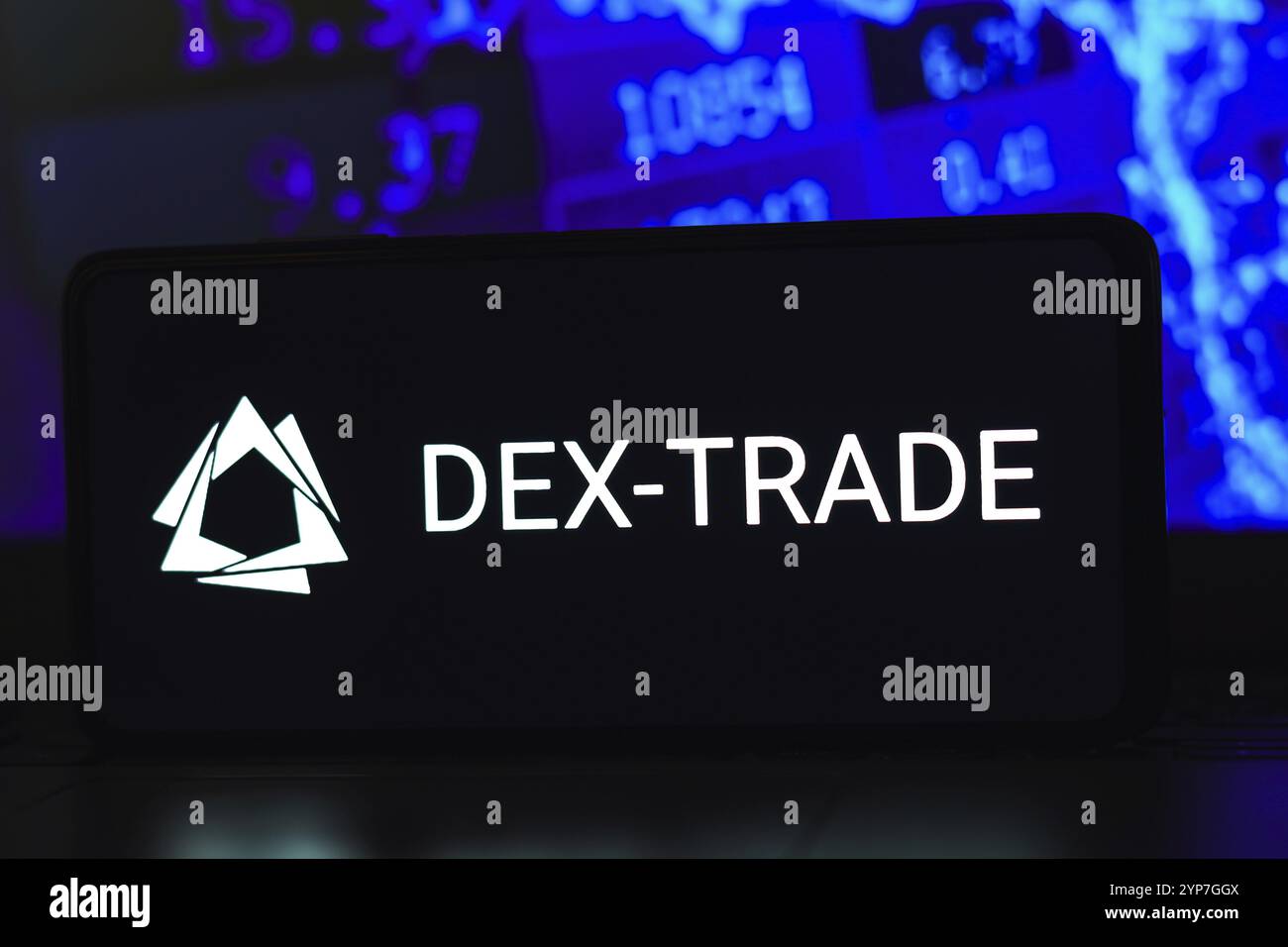 In this photo illustration, the Dex-Trade logo seen displayed on a ...