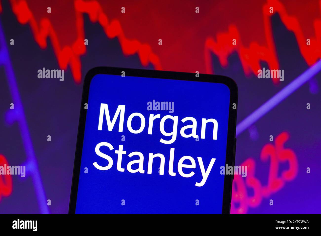 In this photo illustration the Morgan Stanley logo seen displayed on a ...