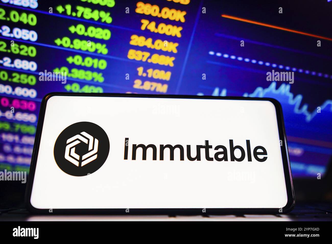 In this photo illustration, the Immutable (IMX) logo is displayed on a ...