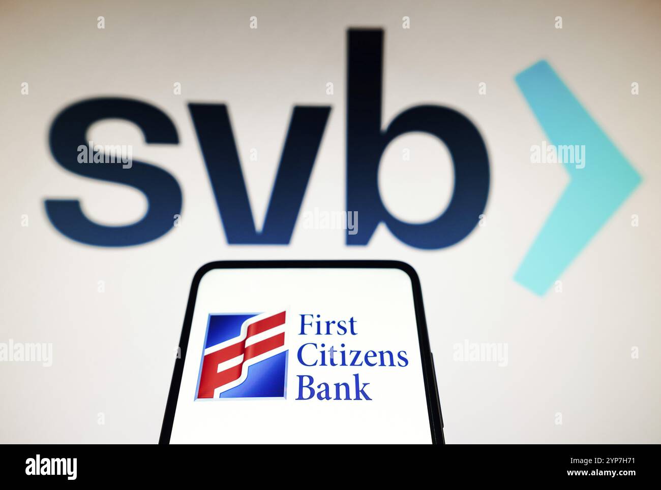 In this photo illustration the First Citizens Bank logo seen displayed ...