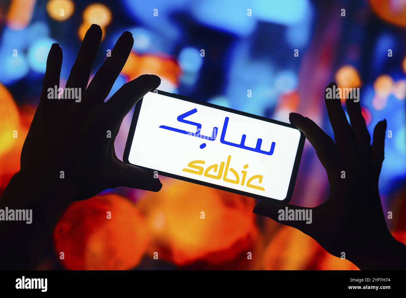 In this photo illustration, the SABIC logo is displayed on a smartphone screen Stock Photo - Alamy