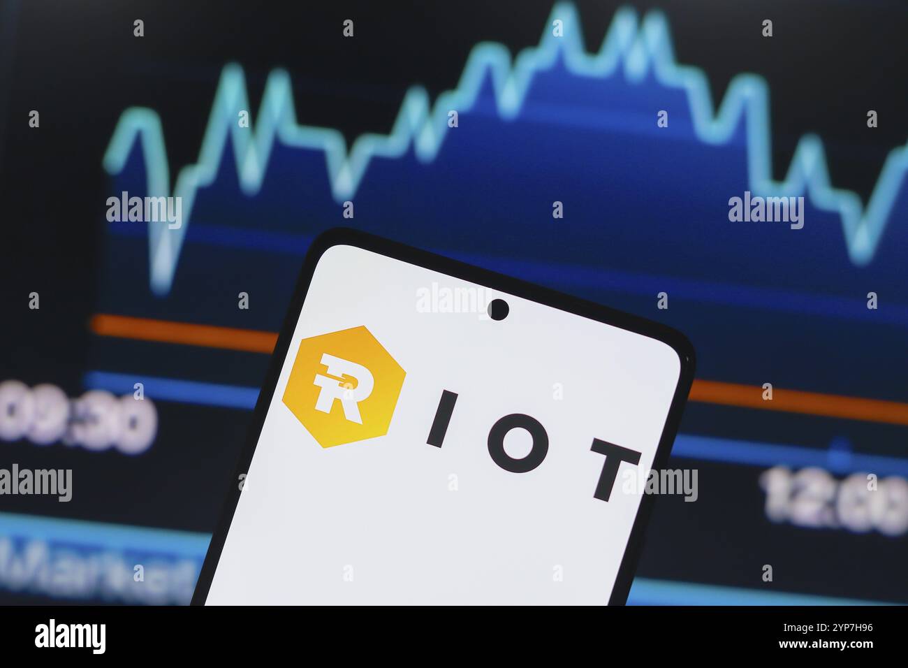 In this photo illustration, the Riot Platforms logo is displayed on a ...