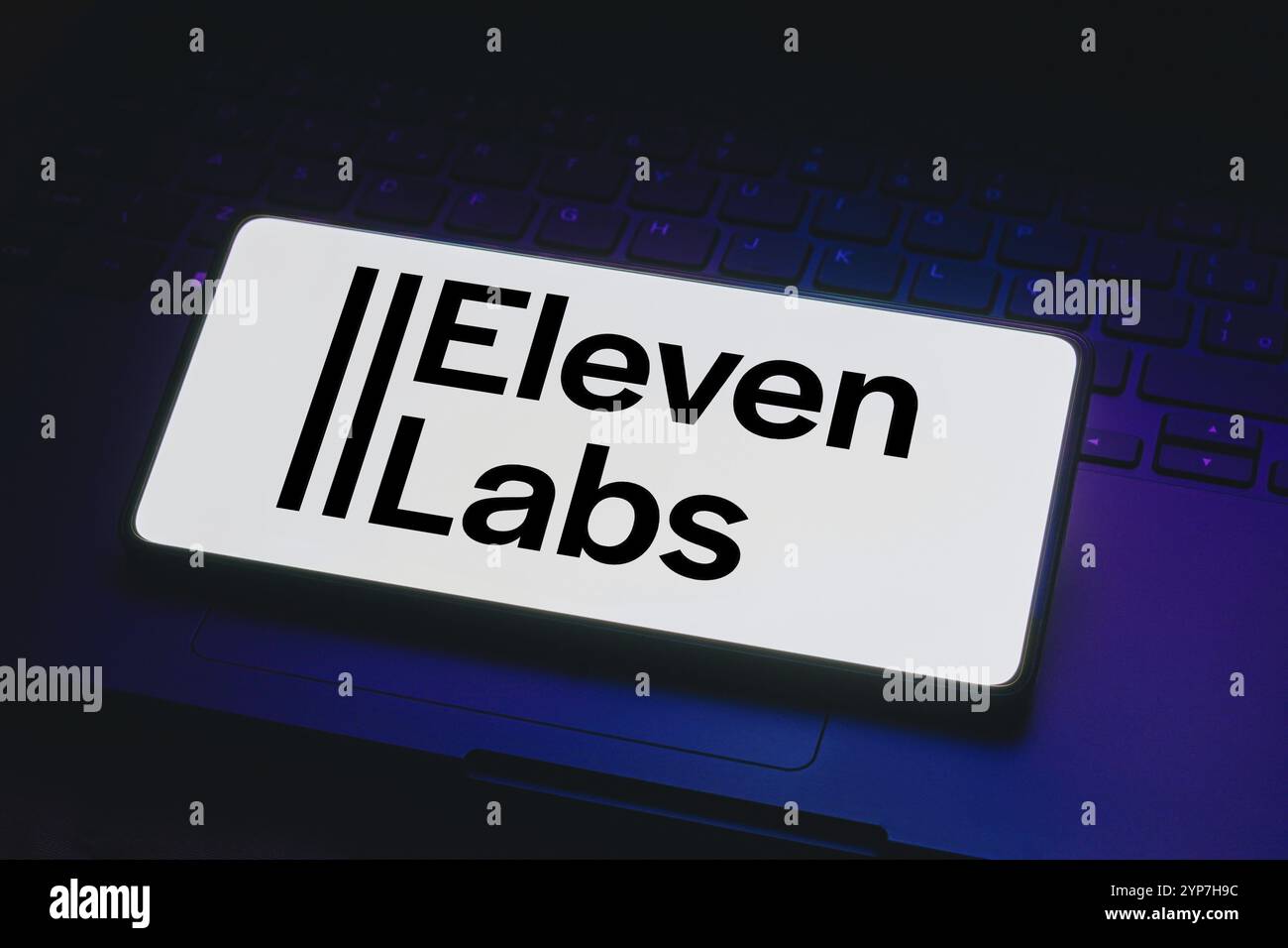 In this photo illustration, the Eleven Labs logo is displayed on a ...