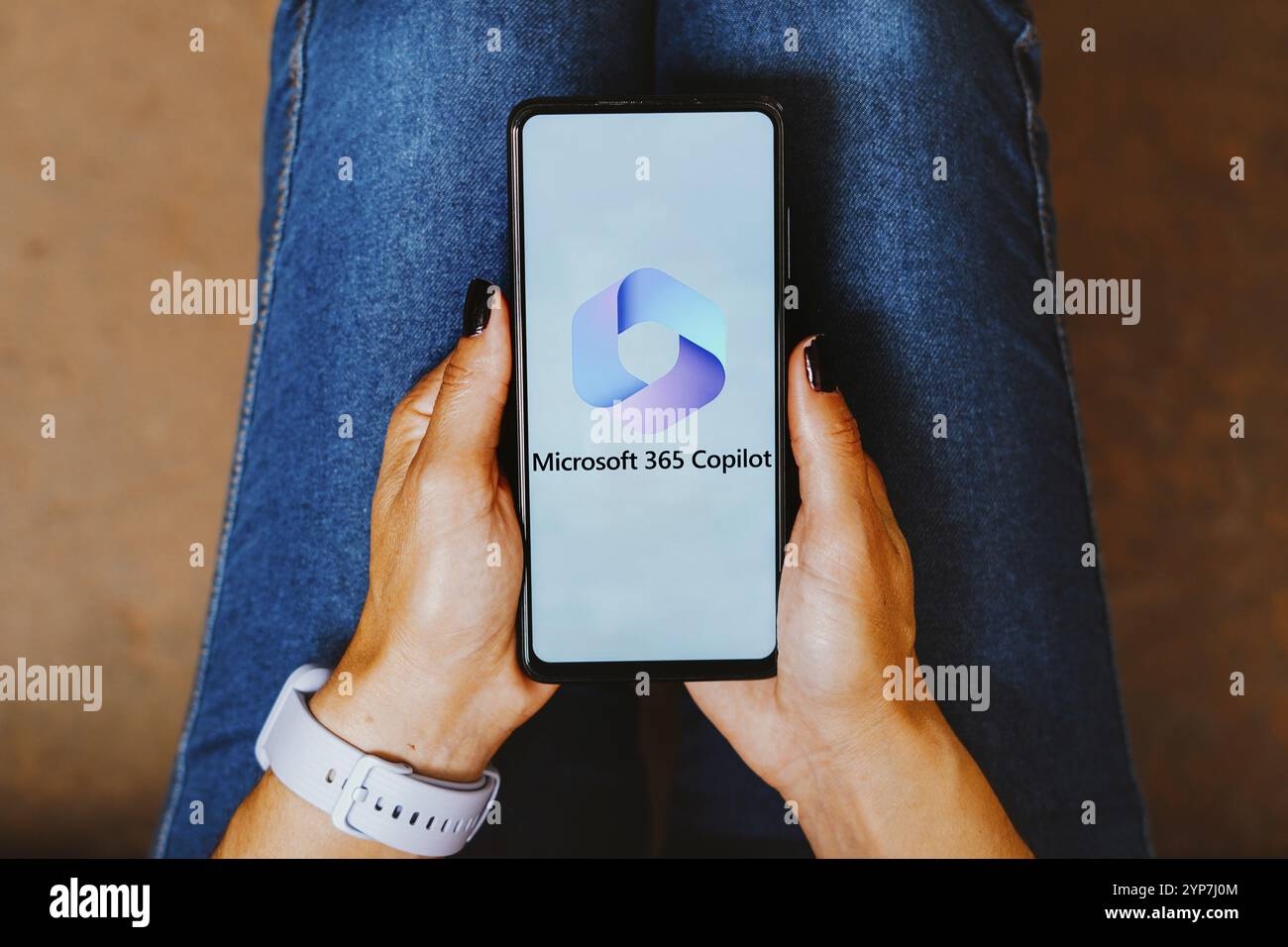 In this photo illustration, the Microsoft 365 Copilot logo is displayed ...