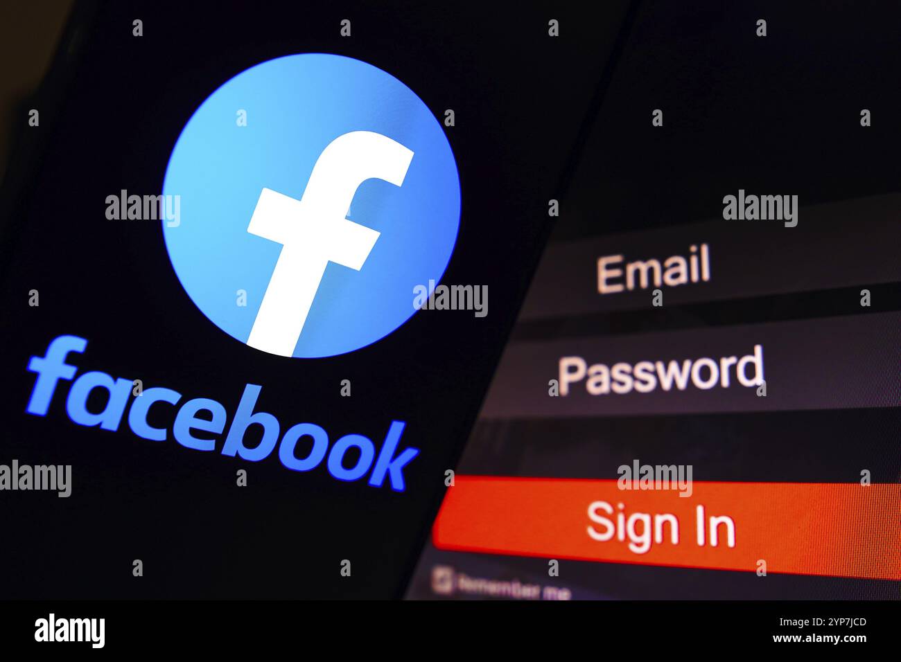 In this photo illustration, the Facebook logo is displayed on a ...