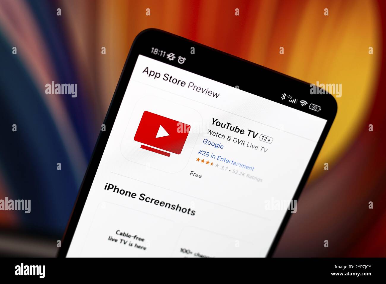 In this photo illustration, the YouTube TV app is seen on the Apple ...