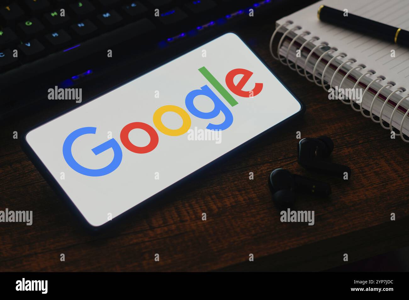 In this photo illustration, the Google logo is displayed on a ...