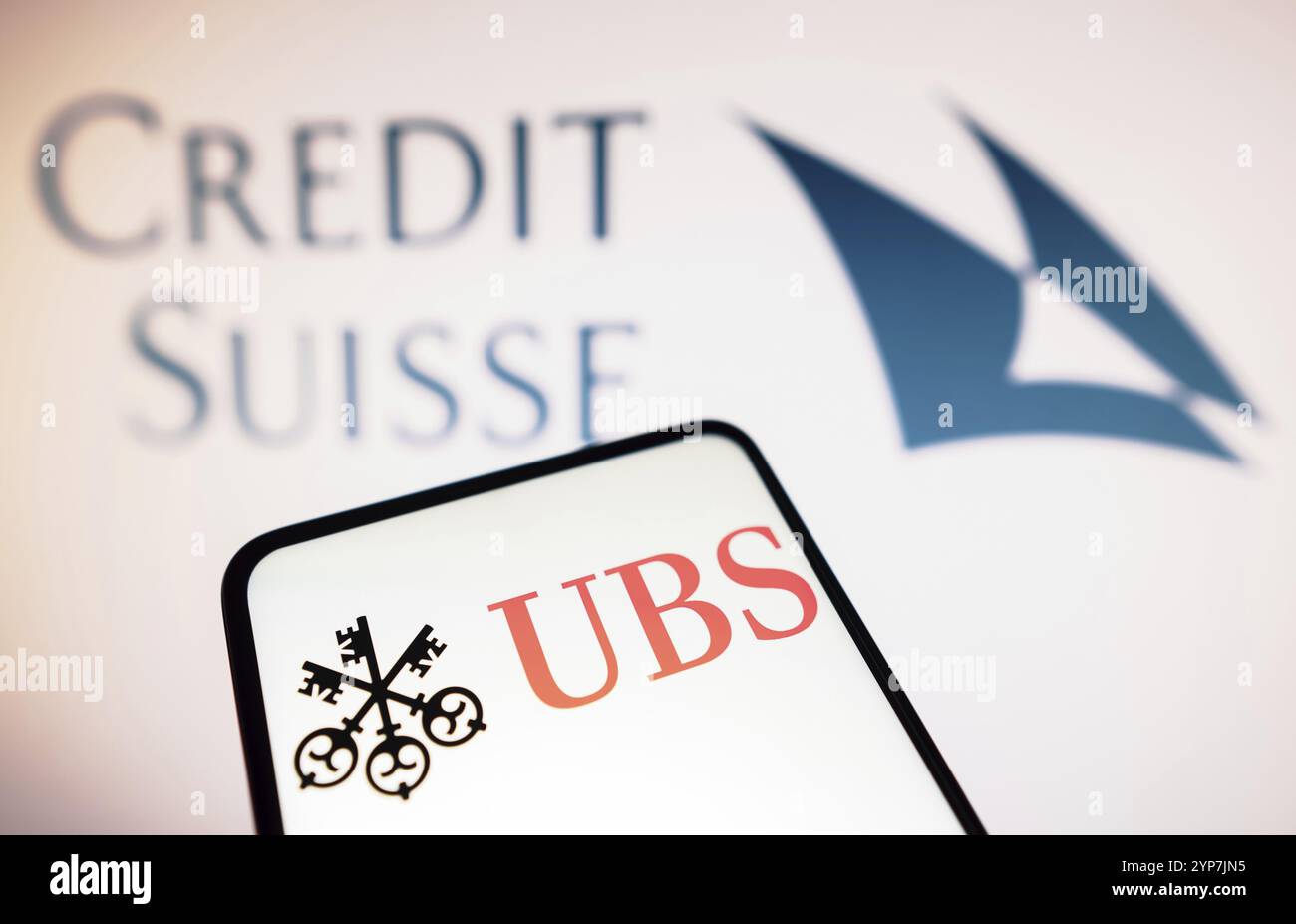 In this photo illustration the UBS logo seen displayed on a smartphone ...