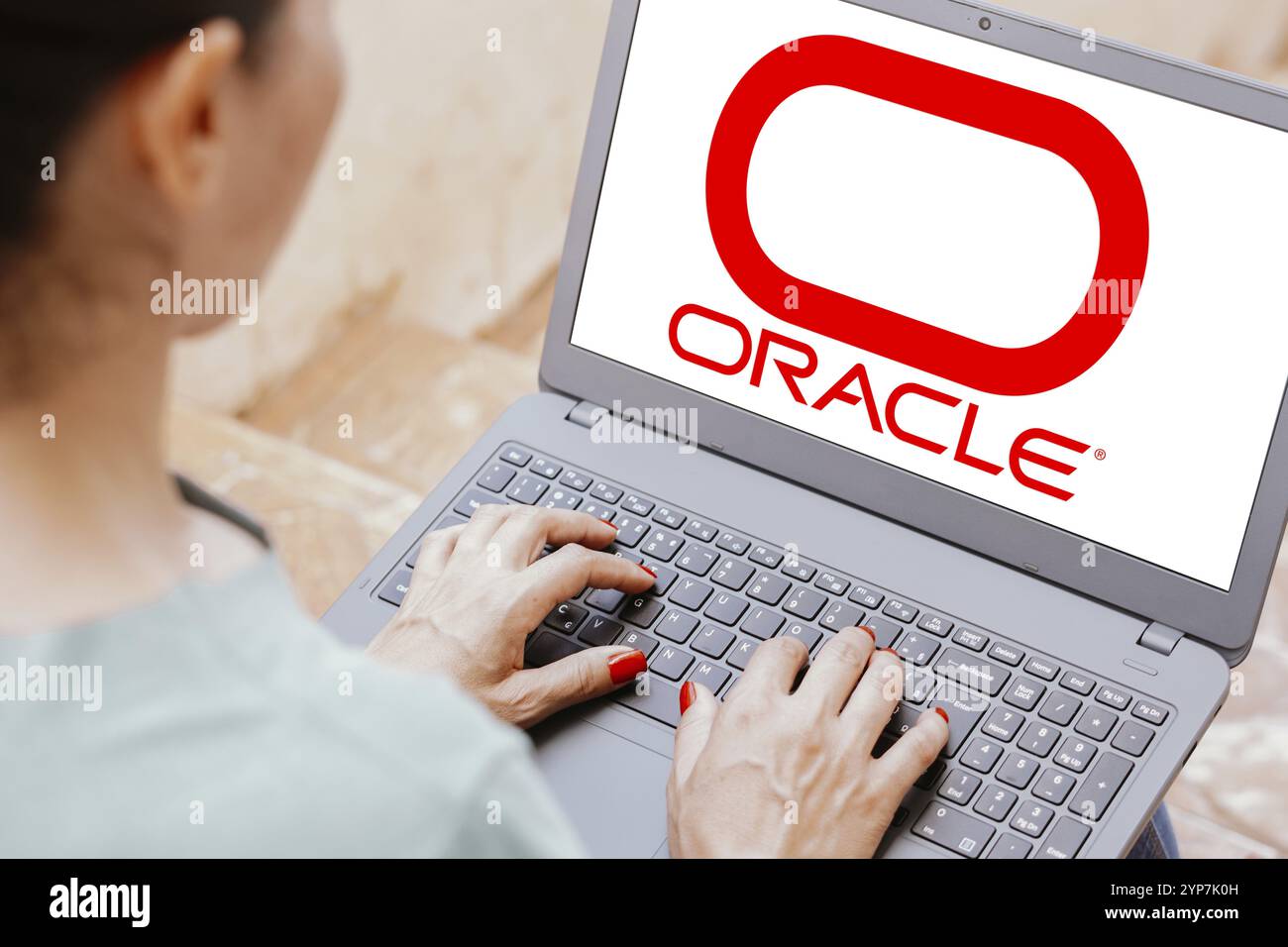 In this photo illustration, the Oracle Corporation logo is seen ...