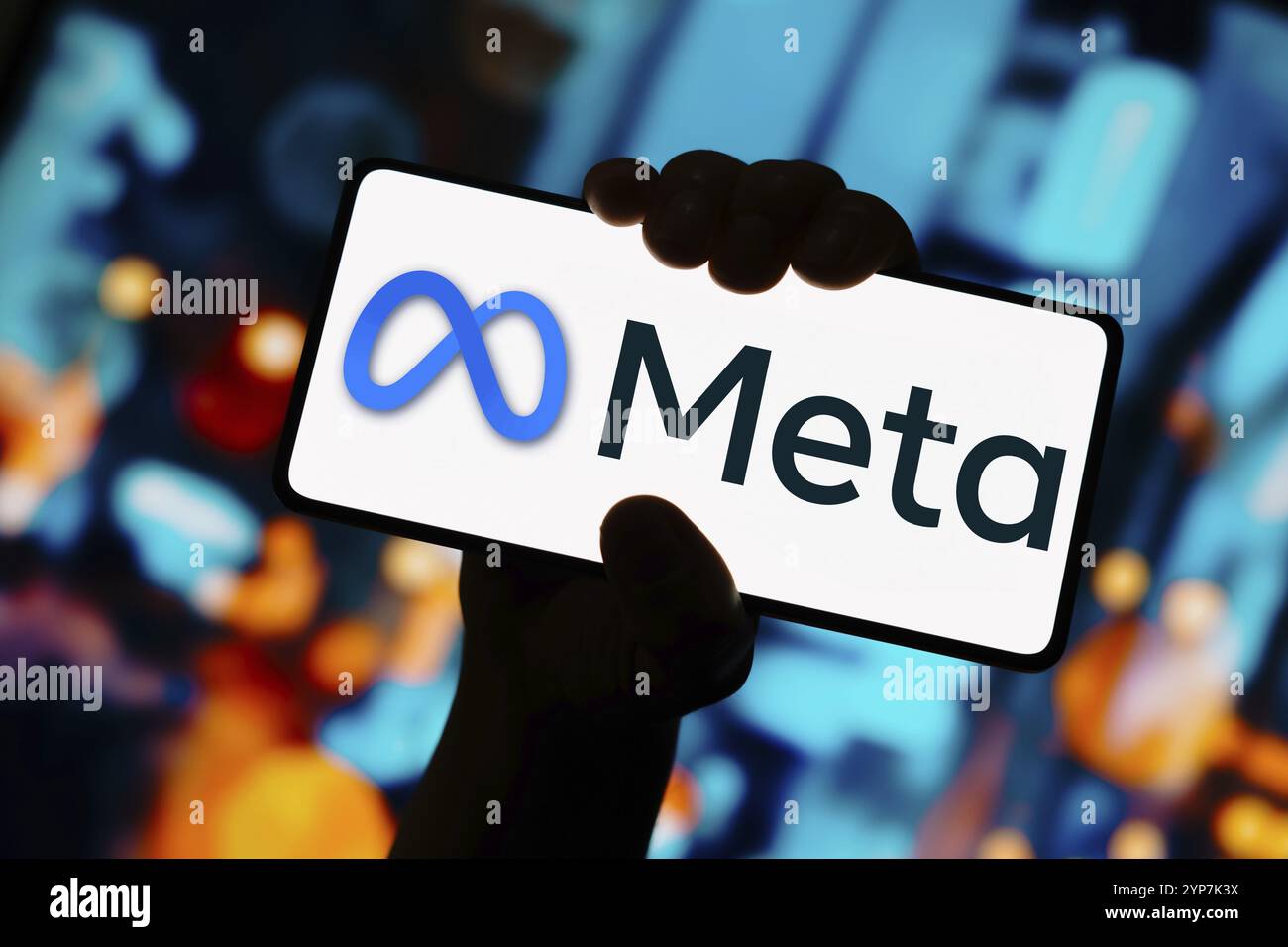 In this photo illustration, the Meta app logo is displayed on a ...