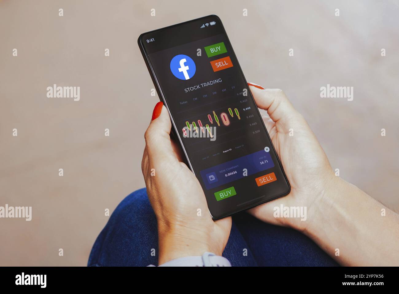 In this photo illustration, the stock trading graph of Facebook seen on ...