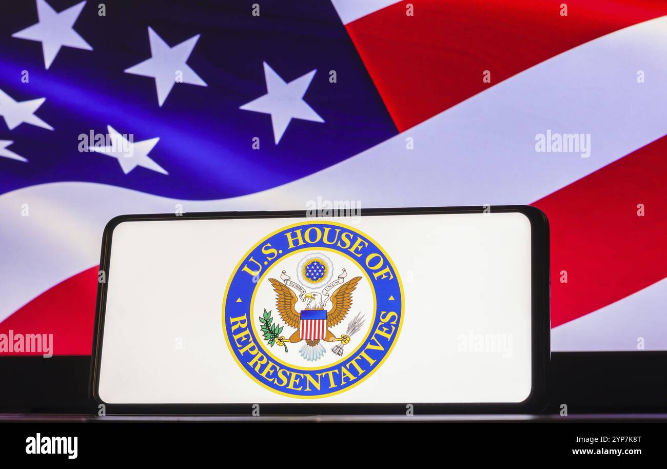 In this photo illustration the United States Representatives logo seen ...