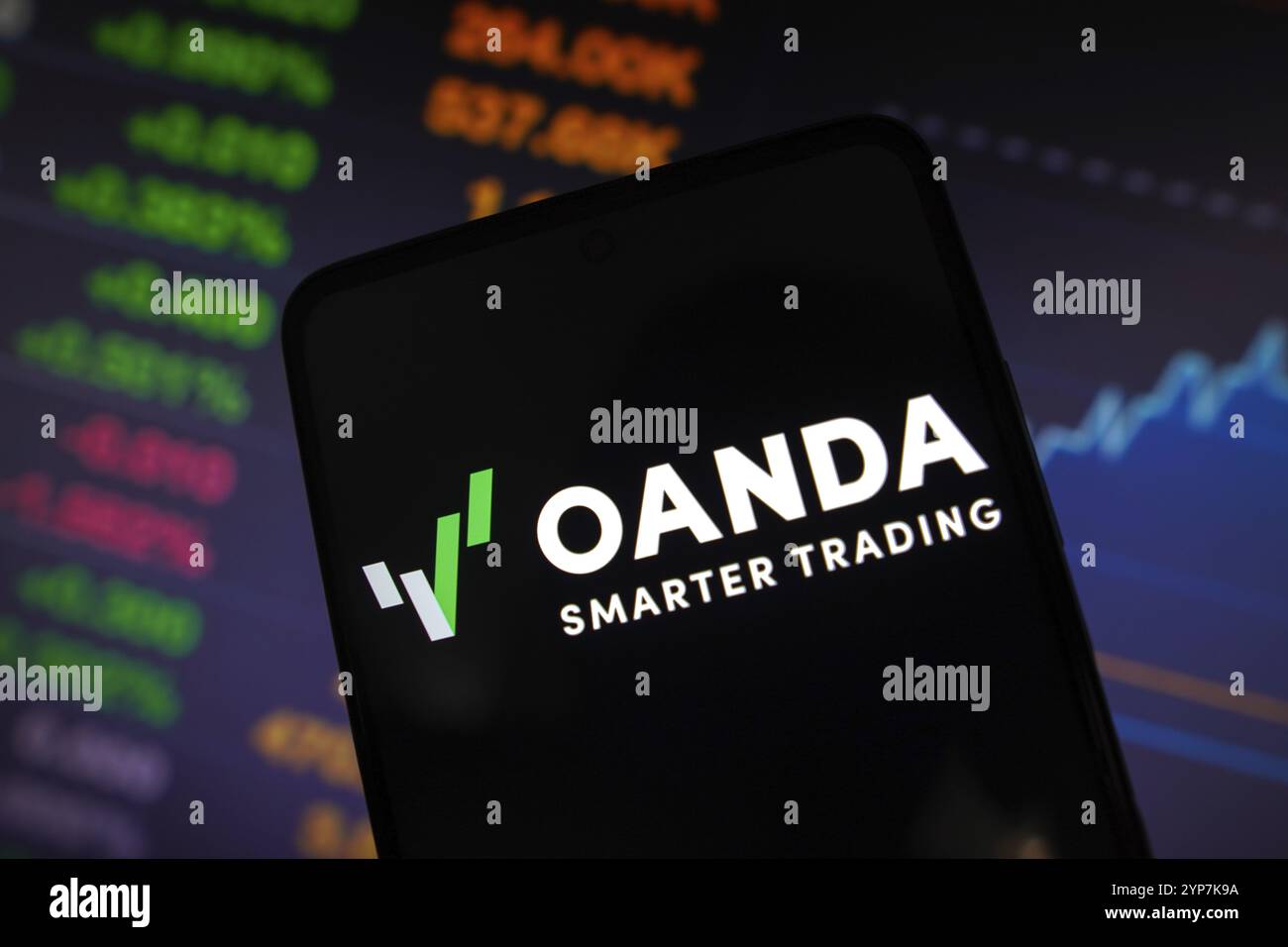 In this photo illustration, the Oanda Corporation logo is displayed on ...