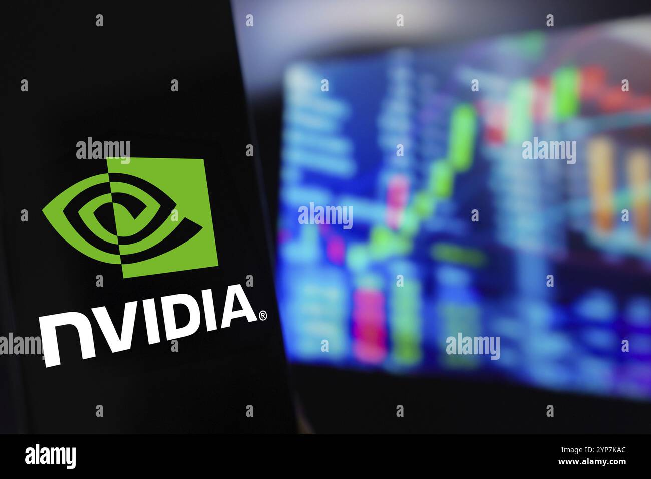 In this photo illustration, the Nvidia Corporation logo is displayed on ...