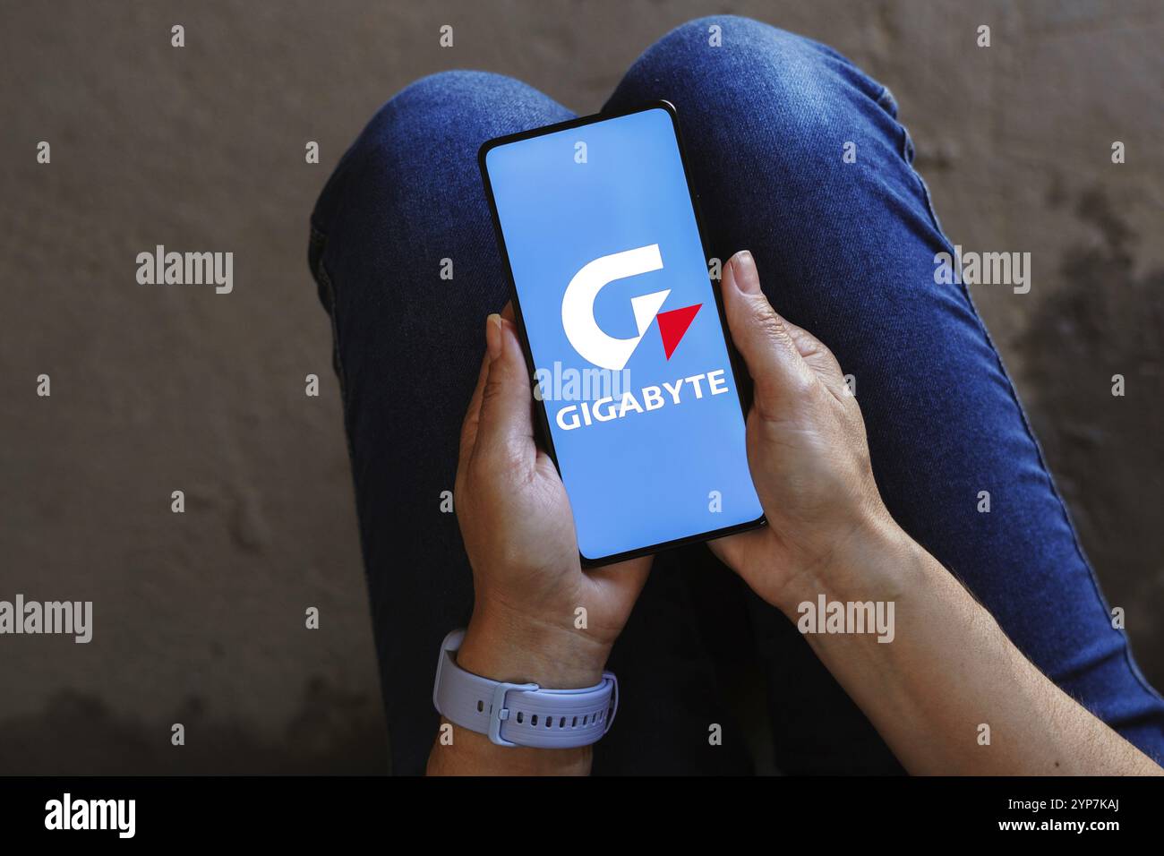 In this photo illustration, the Gigabyte Technology logo is displayed ...