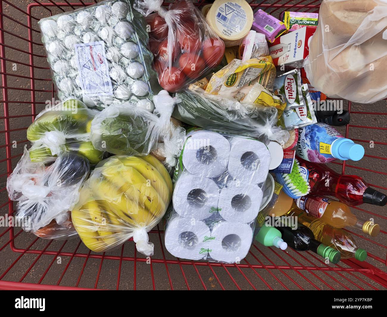 Various products are seen inside a shopping cart in a Brazilian ...
