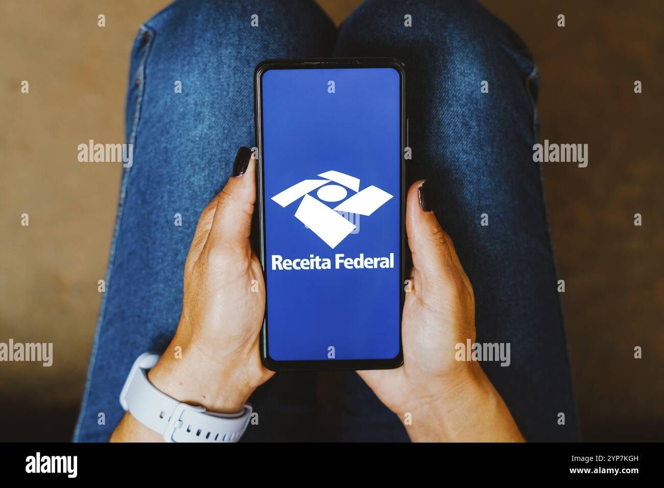 In this photo illustration, the Receita Federal do Brasil logo is ...