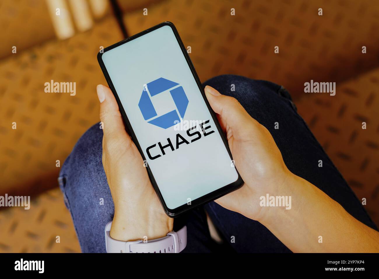 In this photo illustration, the Chase Bank logo is displayed on a ...