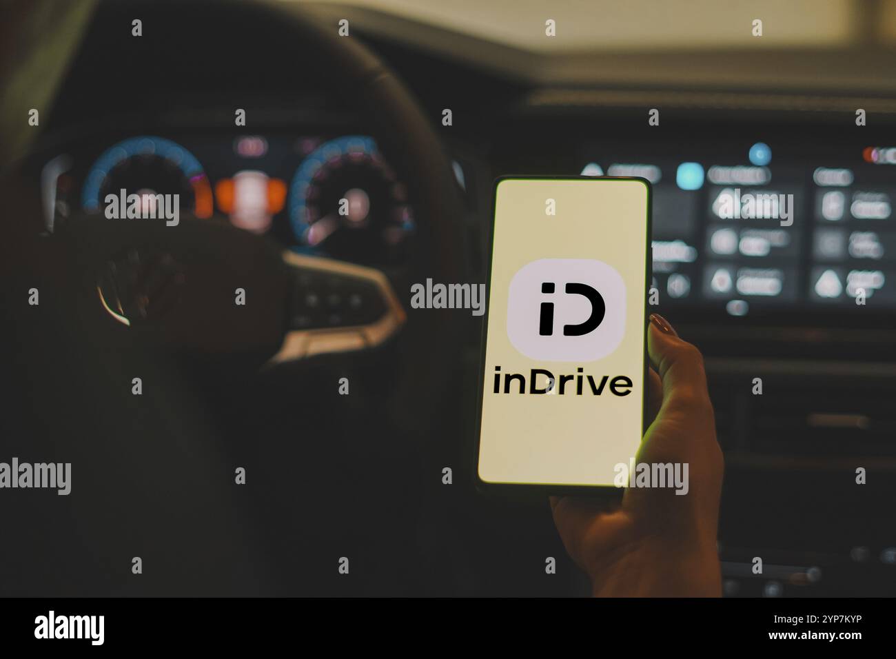 In this photo illustration, the inDrive logo is displayed on a ...
