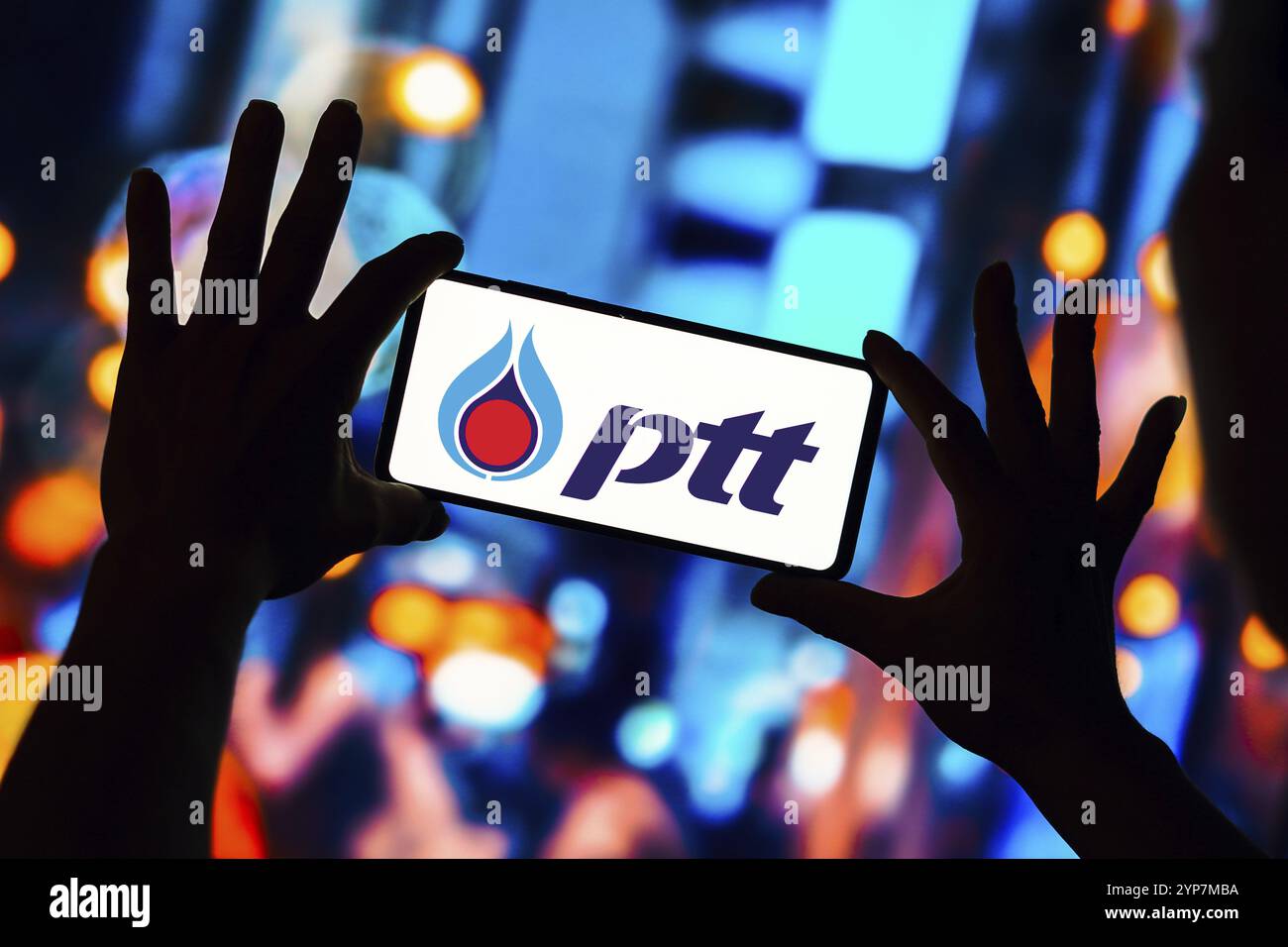 In this photo illustration, the PTT Public Company Limited logo is seen ...