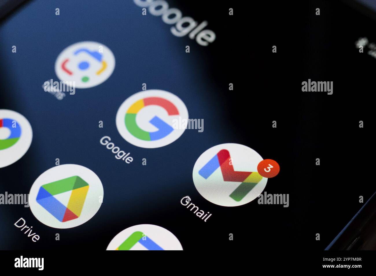 In this photo illustration, Google, Google Lens, Gmail and Drive apps ...