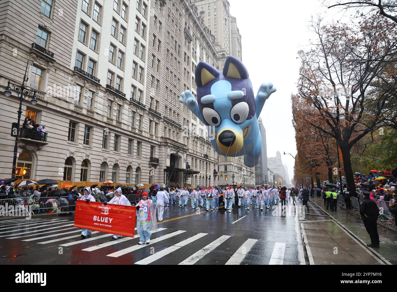 The Bluey Balloon heads down Central Park West during The 98th Macy's ...