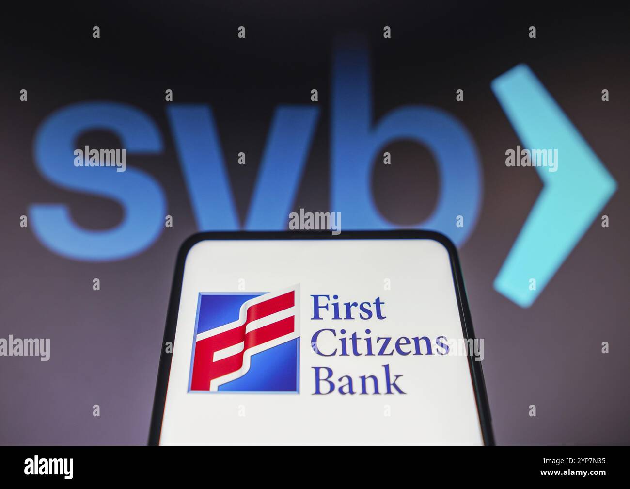In this photo illustration the First Citizens Bank logo seen displayed ...