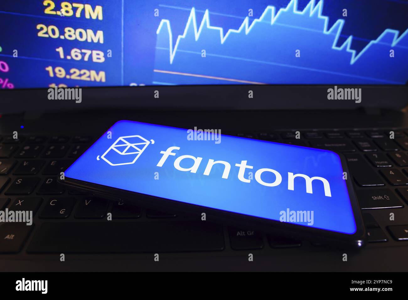 In this photo illustration, the Fantom (FTM) logo is displayed on a ...