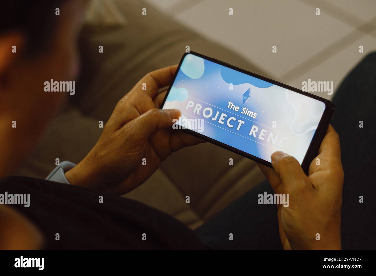 In this photo illustration, the Sims Project Rene logo is displayed on ...