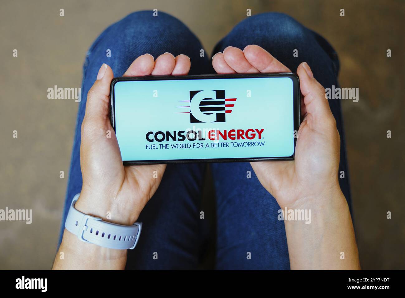 In this photo illustration, the Consol Energy logo is displayed on a ...