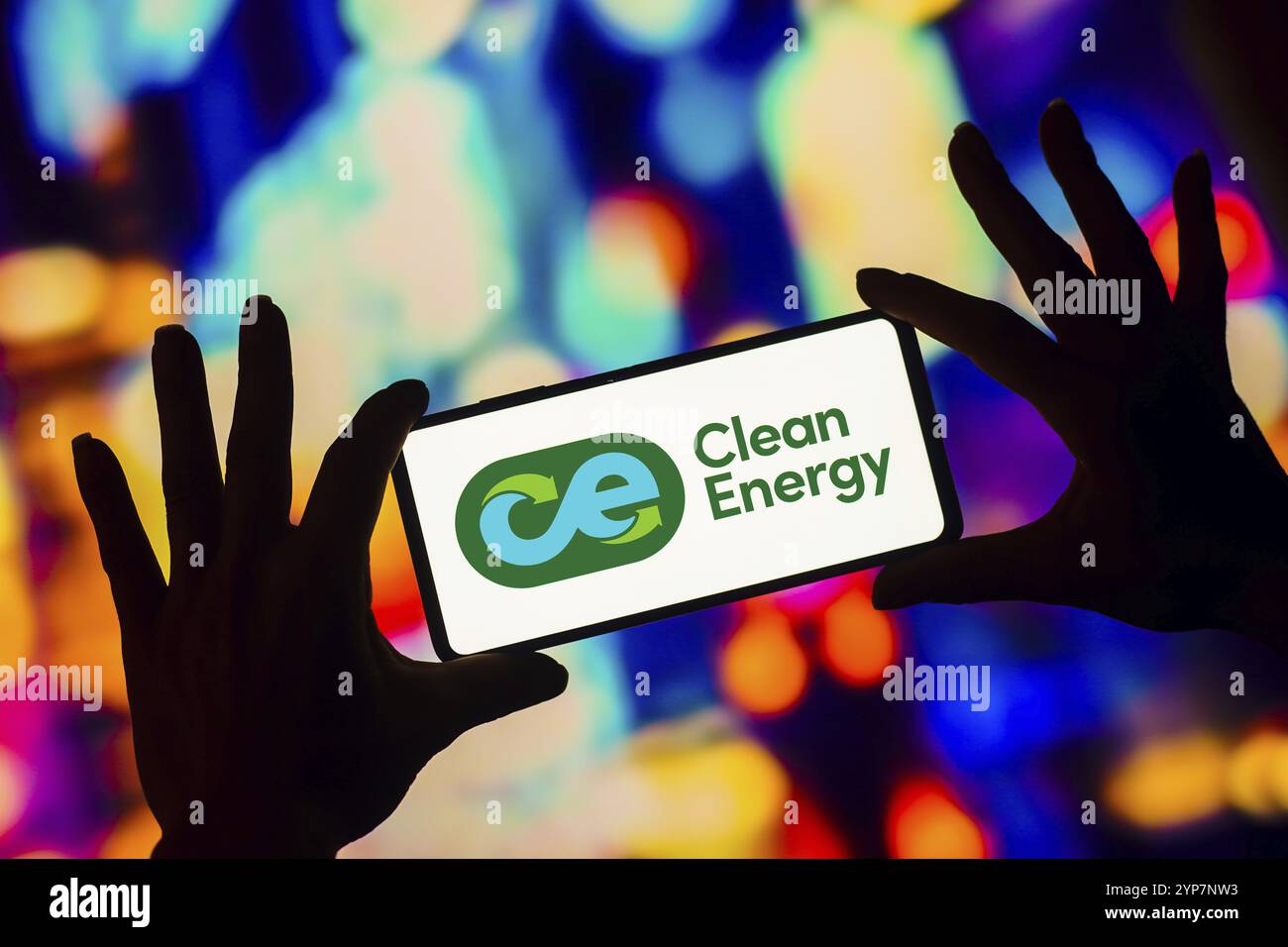 In this photo illustration, the Clean Energy Fuels Corporation logo is ...