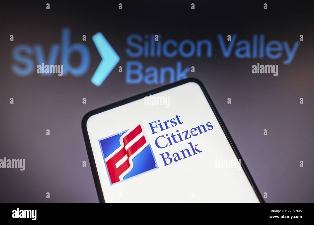 In this photo illustration the First Citizens Bank logo seen displayed ...