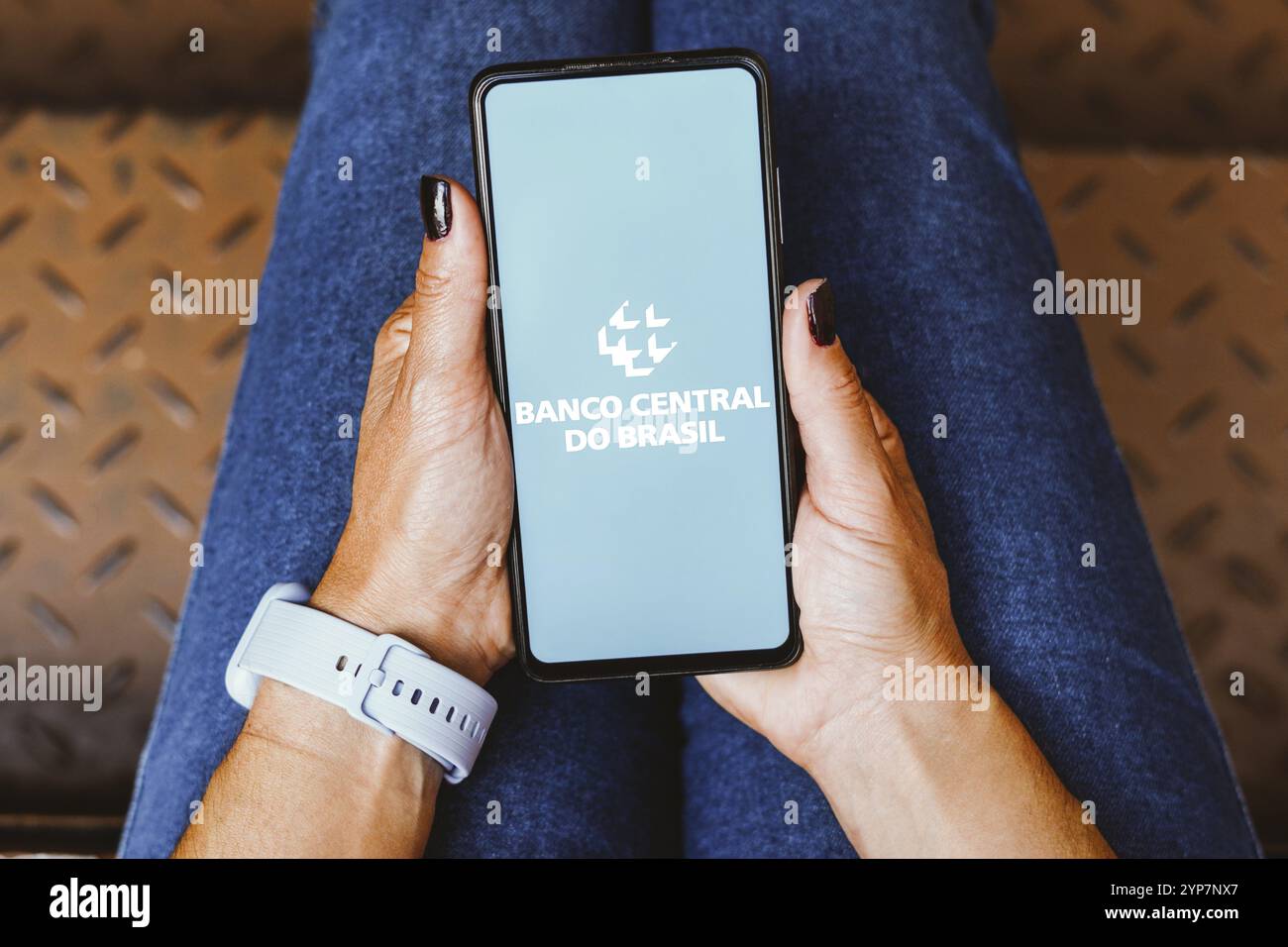 In this photo illustration, the Banco Central do Brasil (BCB) logo is ...