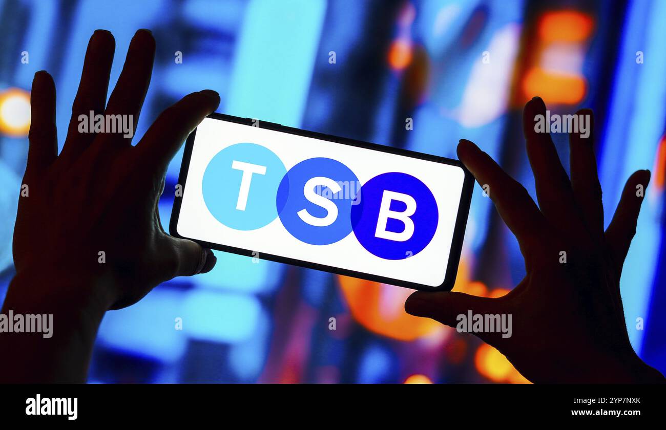 In this photo illustration, the TSB Bank logo is displayed on a ...