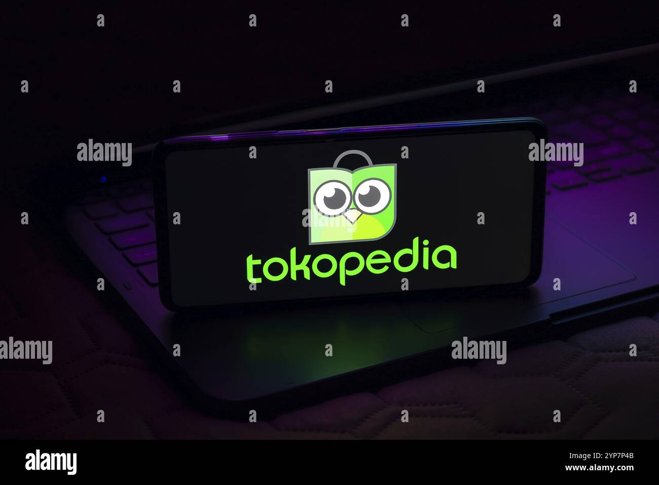 In this photo illustration, the Tokopedia logo is displayed on a ...