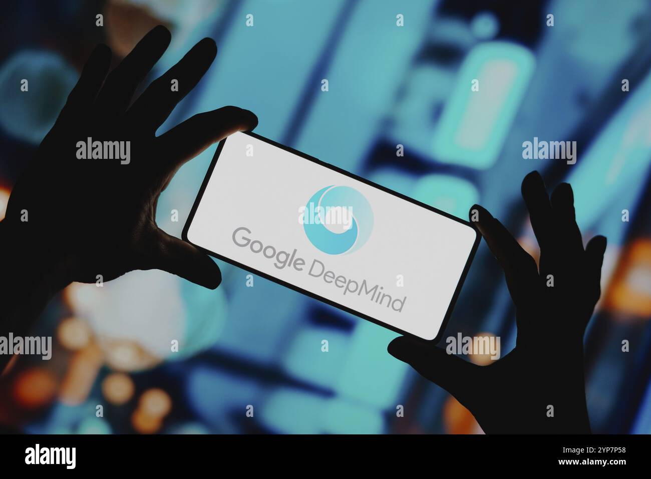 In this photo illustration, the Google DeepMind logo is displayed on a ...