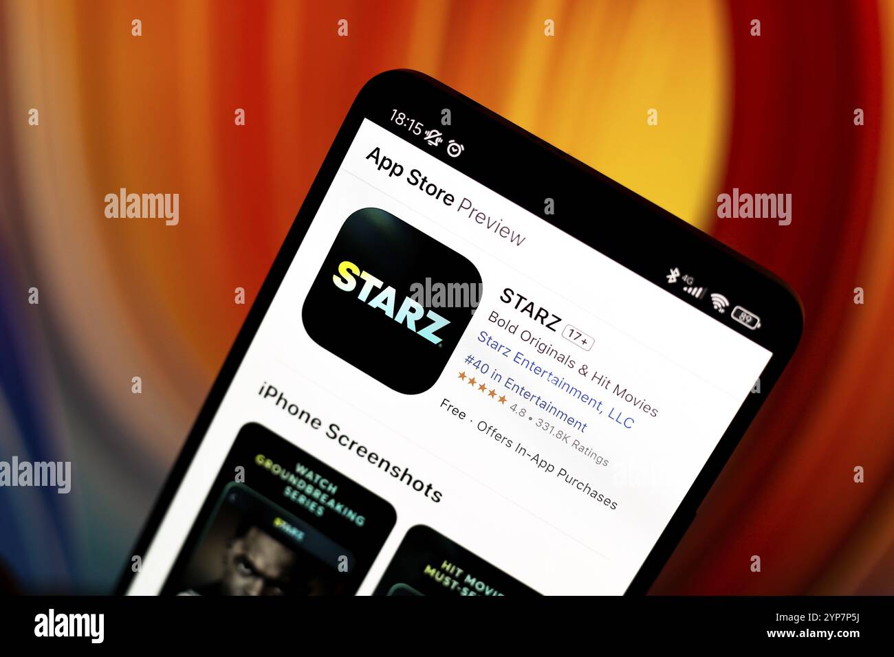 In this photo illustration, the Starz app is seen on the Apple Store ...