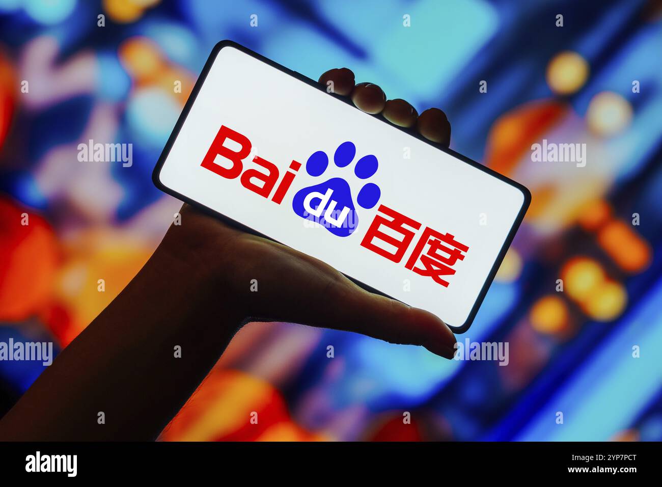 In this photo illustration, the Baidu logo is displayed on a smartphone ...