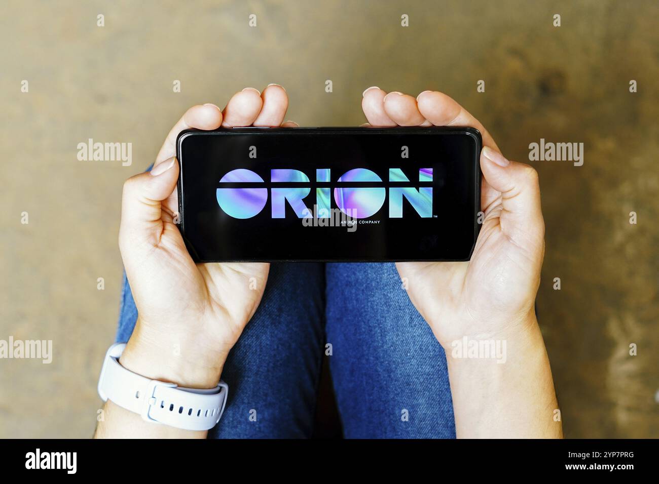 In this photo illustration, the Orion Pictures logo seen displayed on a ...