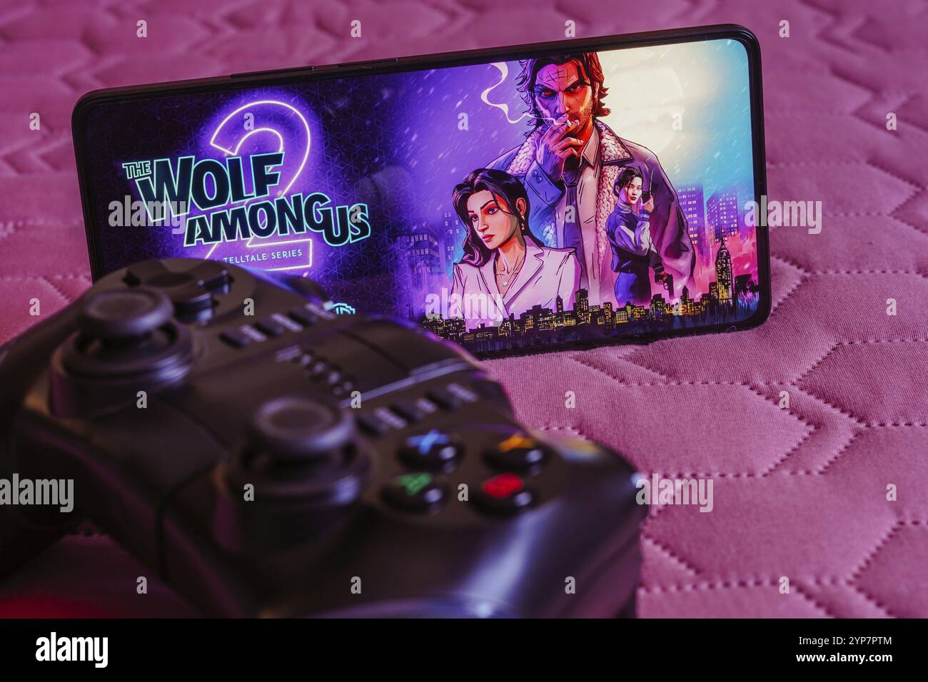 In this photo illustration, the Wolf Among Us 2 logo is displayed on a ...
