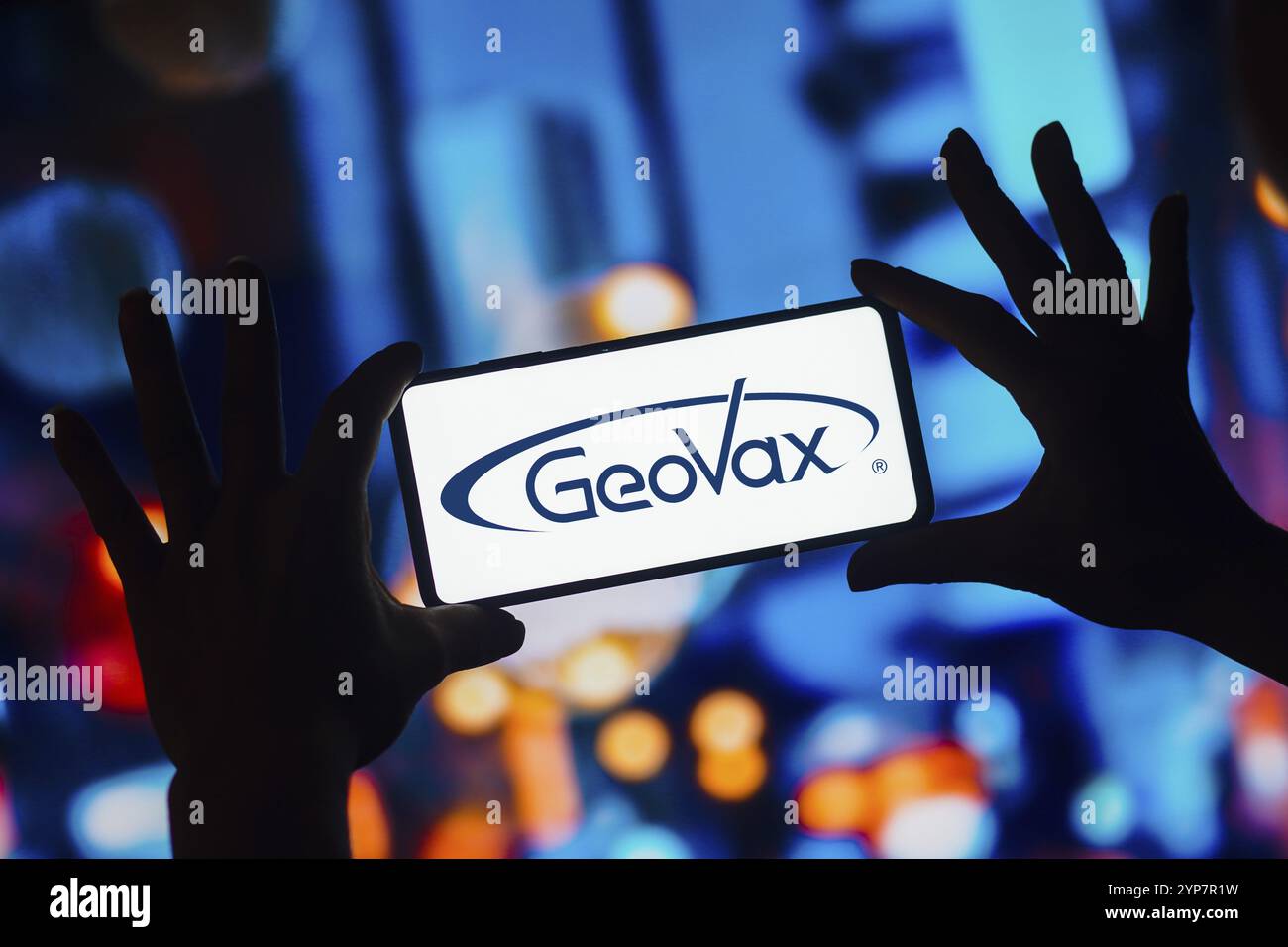 In this photo illustration, the GeoVax logo is displayed on a ...