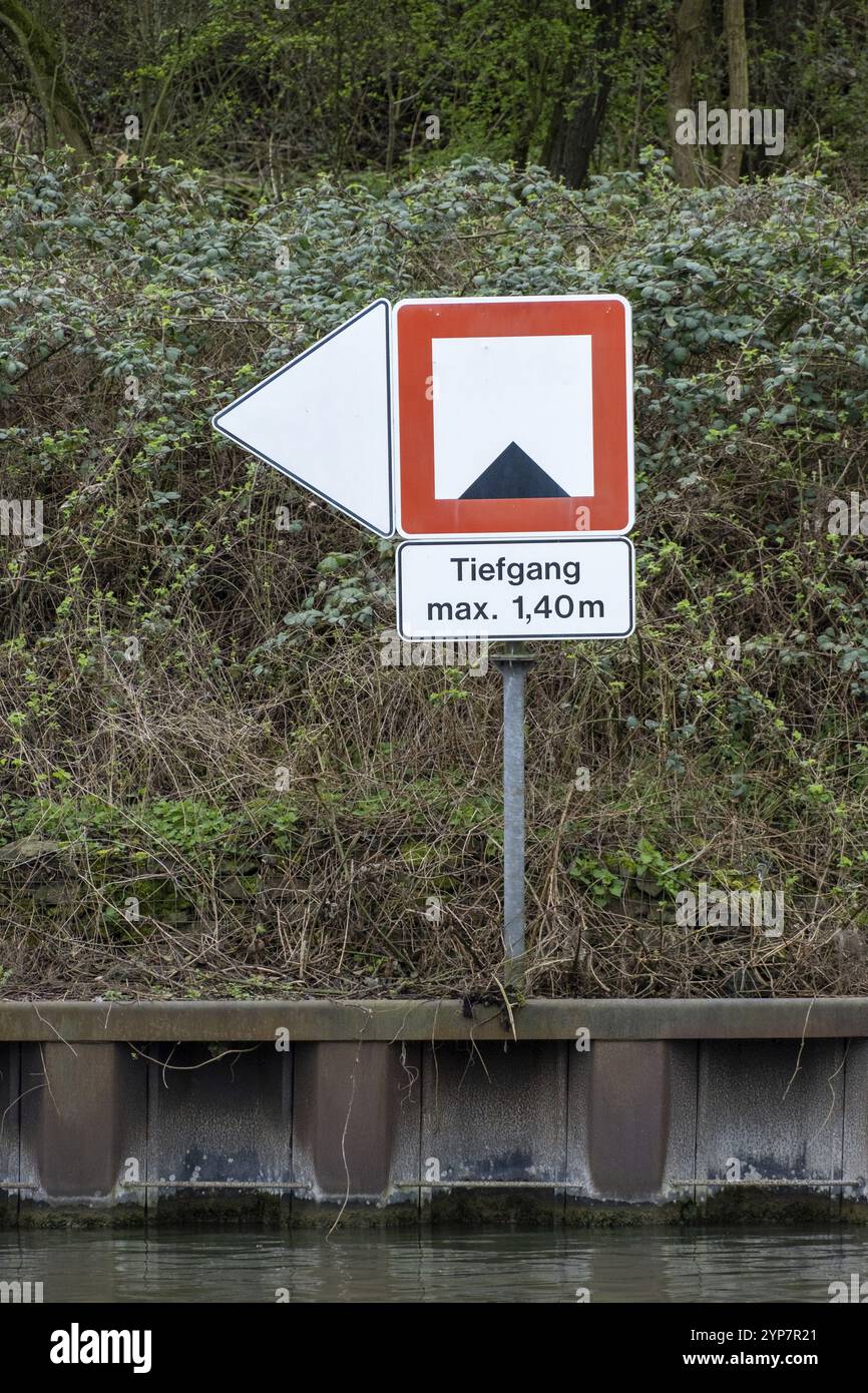 Traffic sign for ships on a canal in germany Stock Photo - Alamy