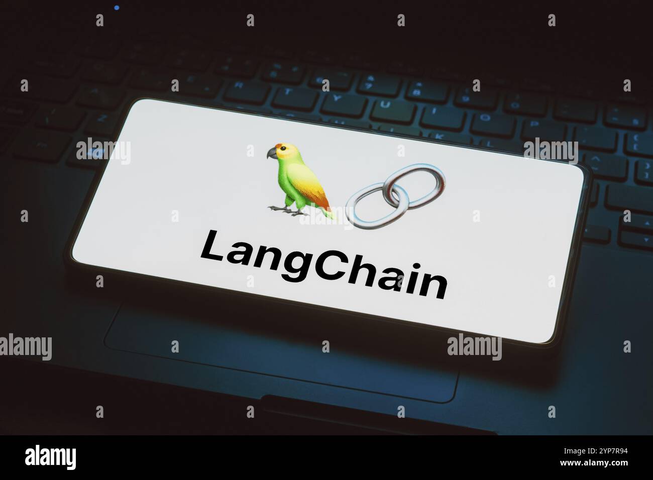 In this photo illustration, the LangChain logo is displayed on a ...