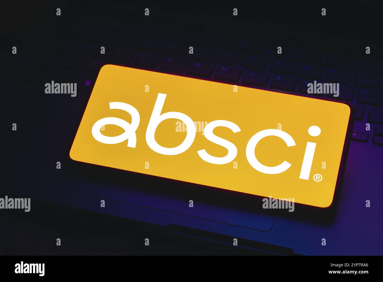 In this photo illustration, the Absci logo is displayed on a smartphone ...