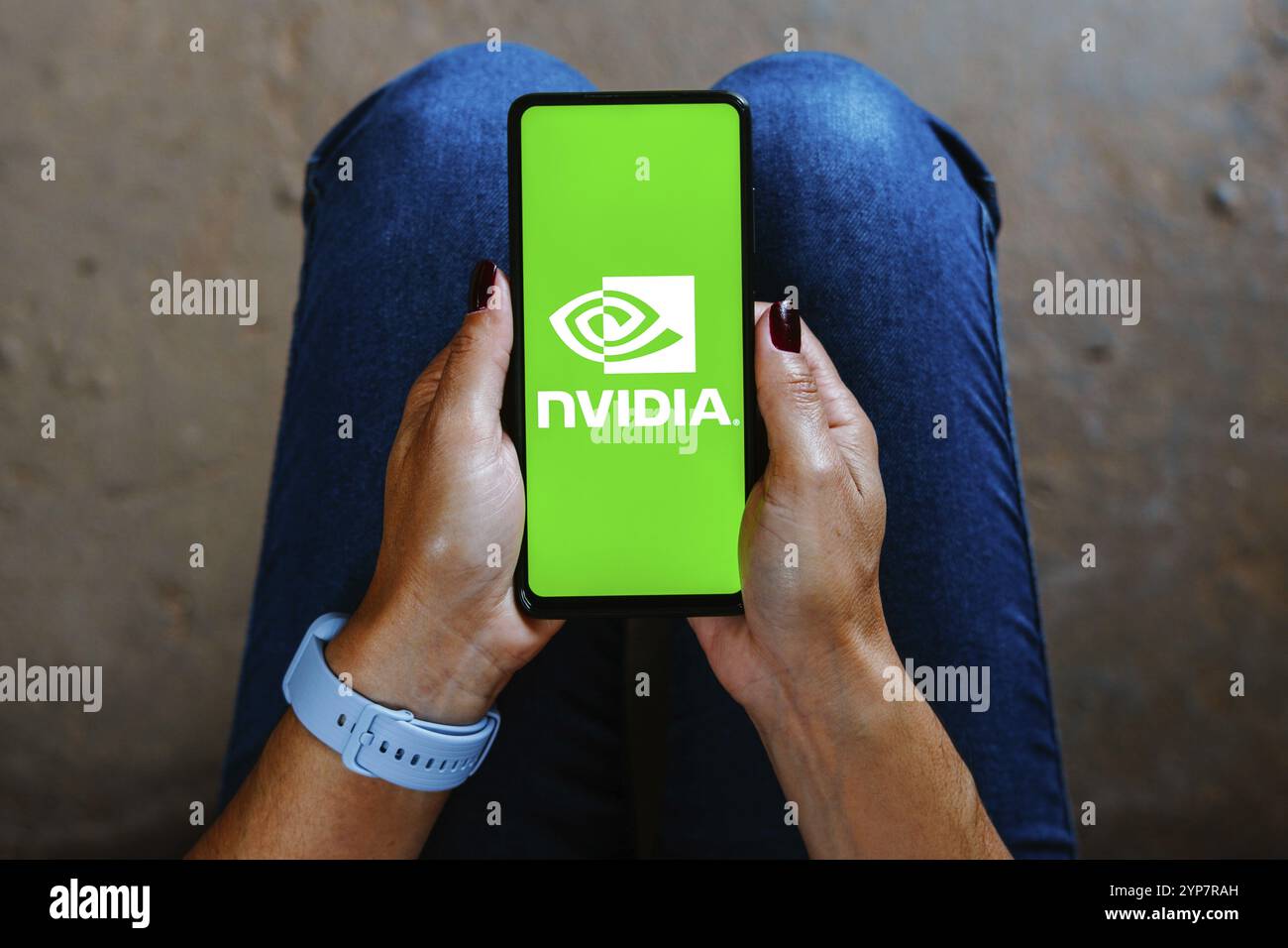 In this photo illustration, the Nvidia Corporation logo is displayed on ...
